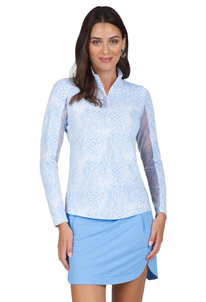 Ibkul Long Sleeve Zip Mock - ALENA - Periwinkle – Peanuts and Golf