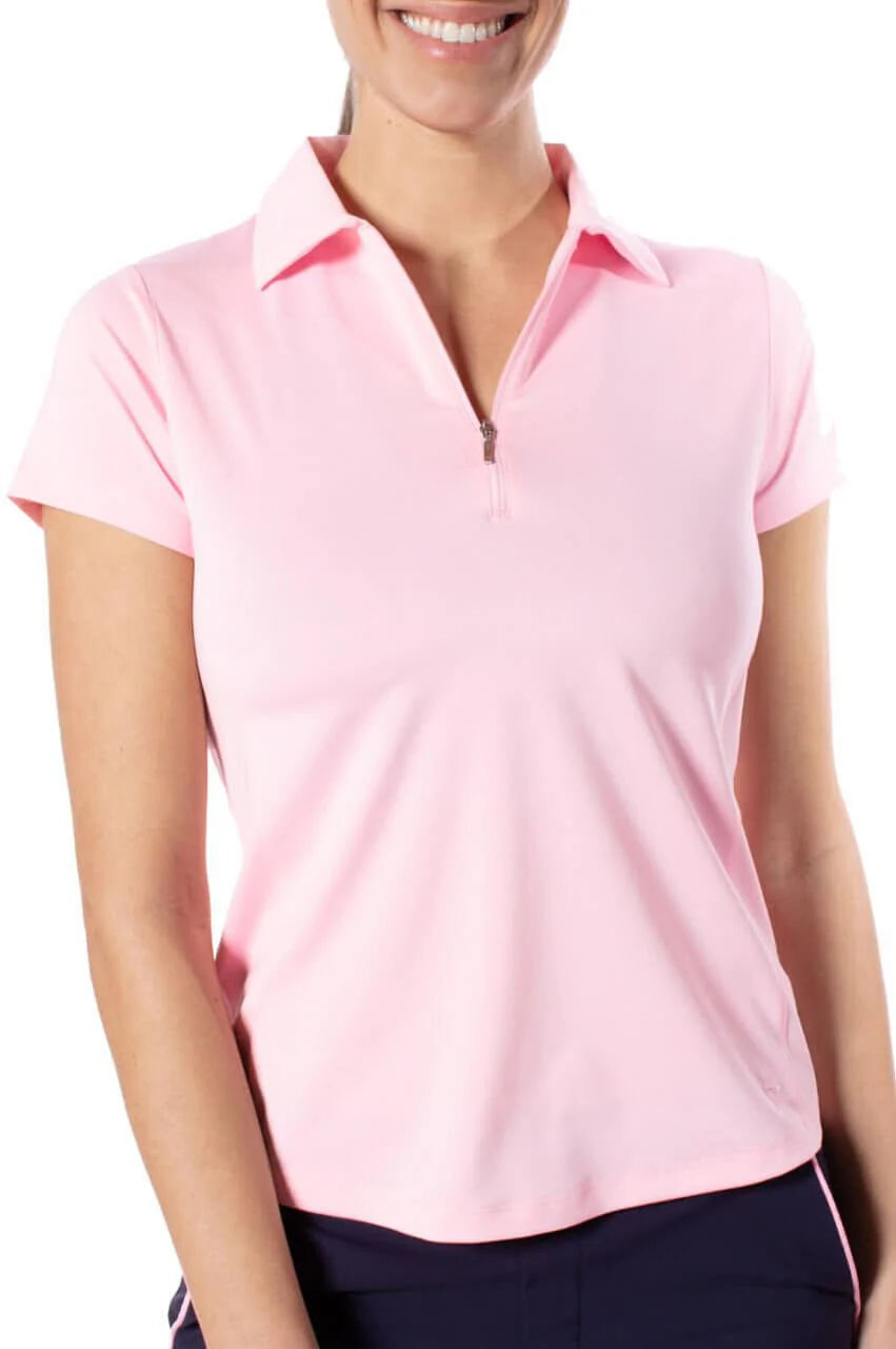 Golftini Short Sleeve Rose Pink Zip Mock SHZS25RP – Peanuts and Golf