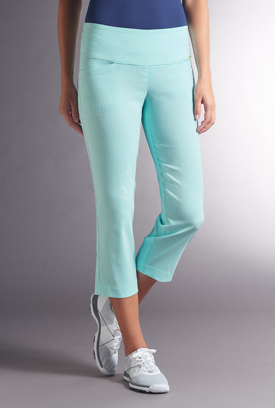 Swing Control Master Gingham Crop Pant - Aqua – Peanuts and Golf